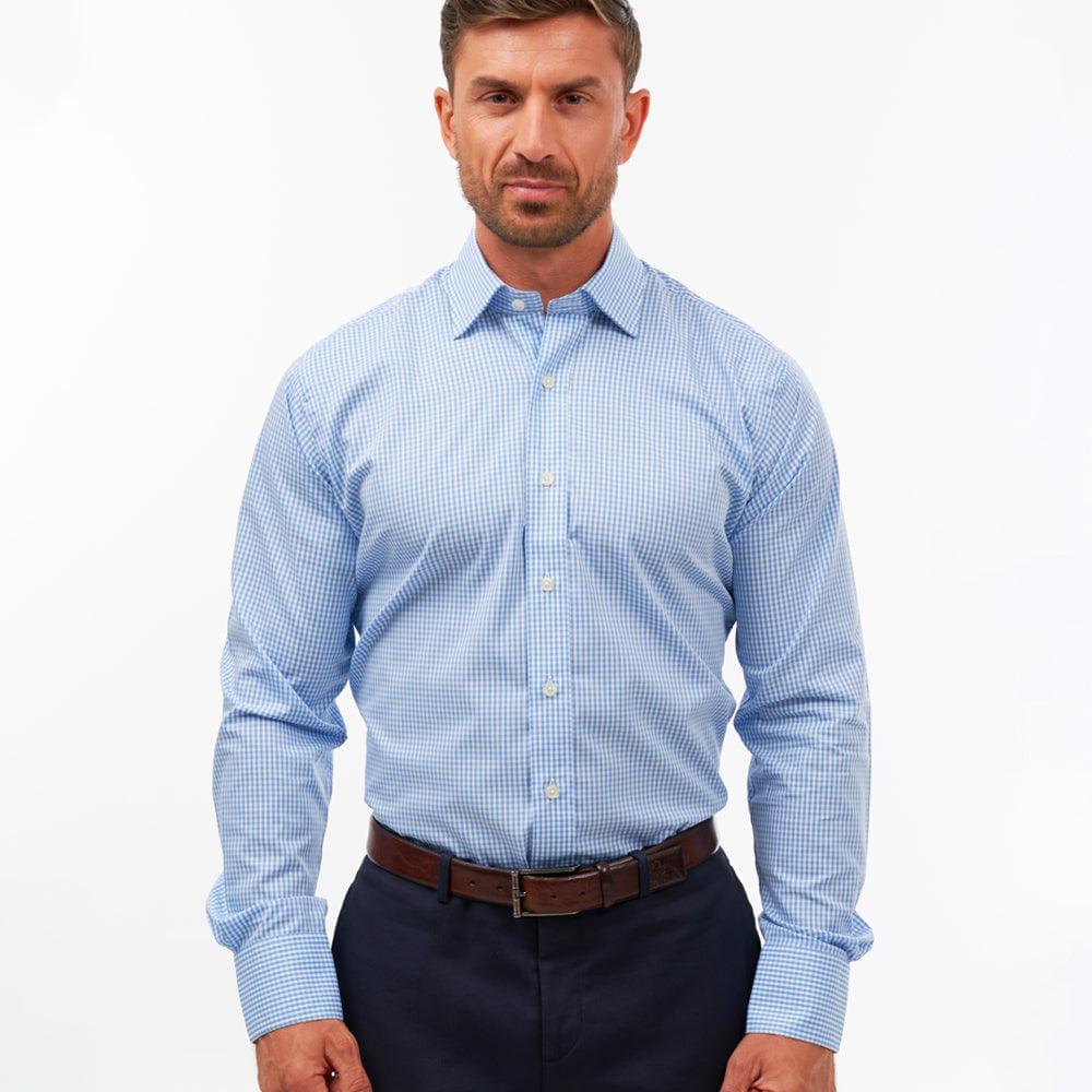 Premium Bengal Check Mid Blue Formal Shirt | Men’s Office Wear – Thin ...