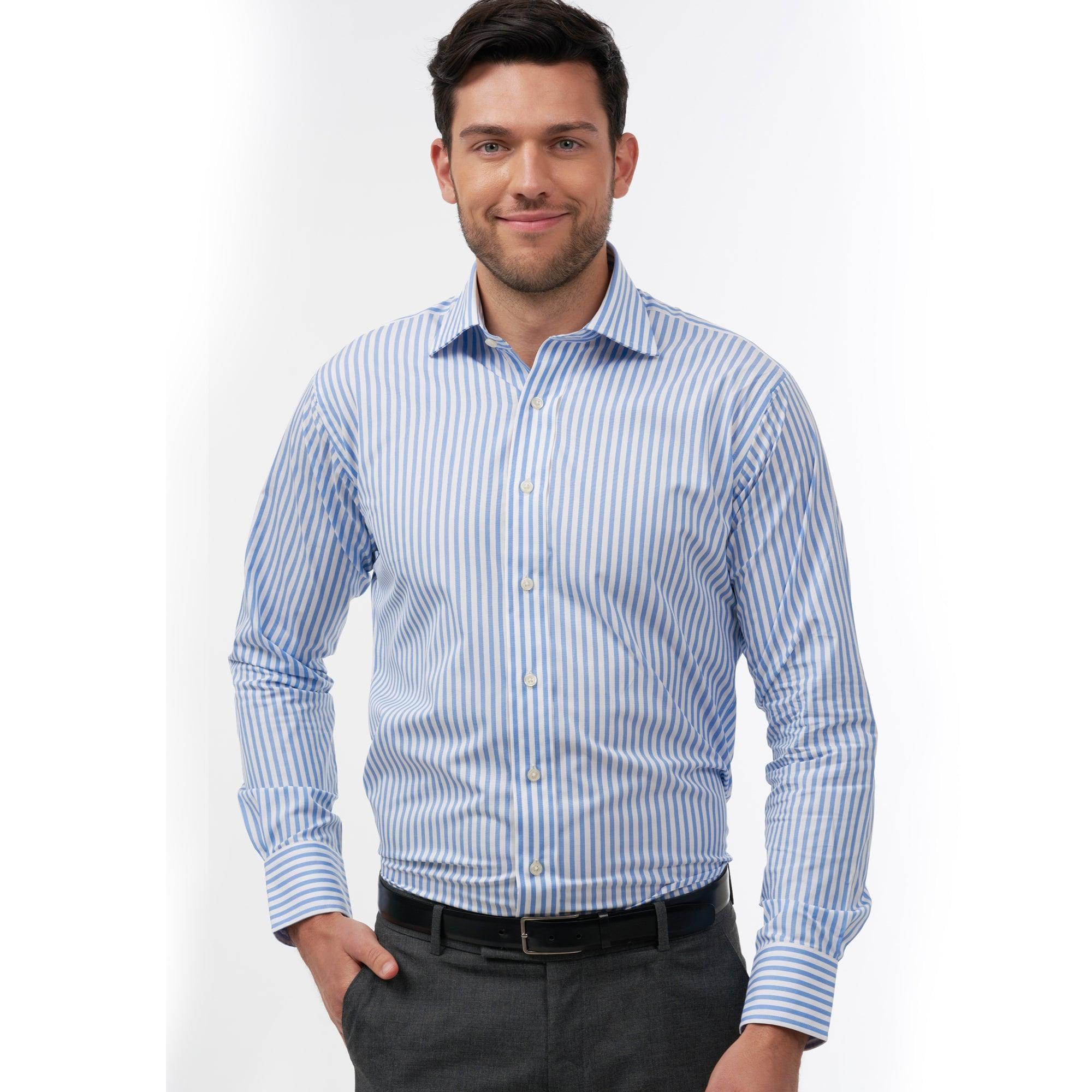 Broad Bengal Stripe Sky Blue Formal Shirt | Classic Bengal Stripe Shirt ...