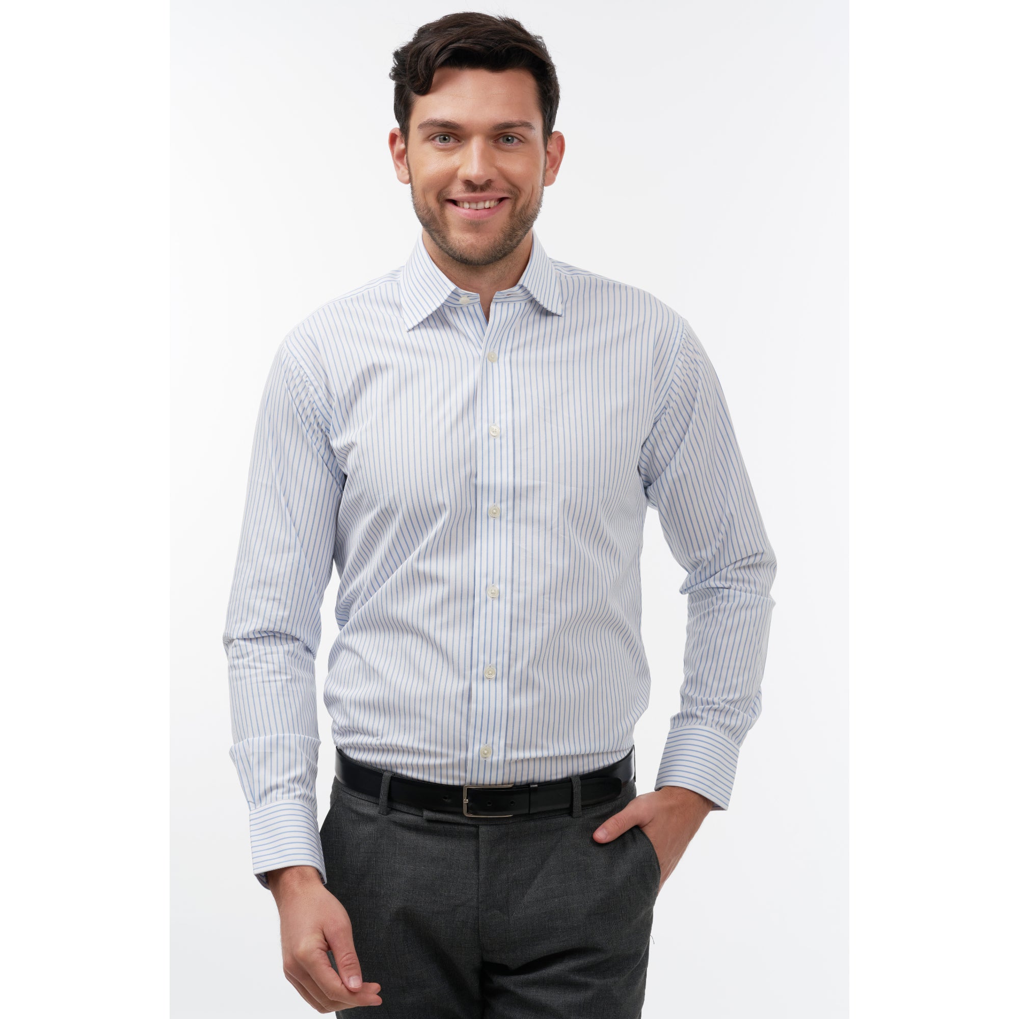 Men’s City Stripe Sky Formal Shirt | Pencil Stripe Office Shirt – Thin ...
